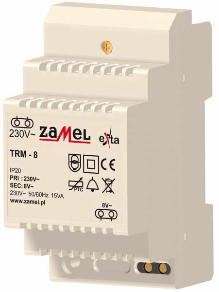 Zamel Трансформатор напряжения 230V AC / 8V AC 15VA, IP20, TRM-8
