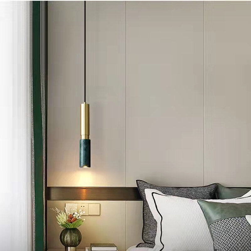 Современная минималистская люстра-граната, 37см, мрамор, зеленый, теплый свет