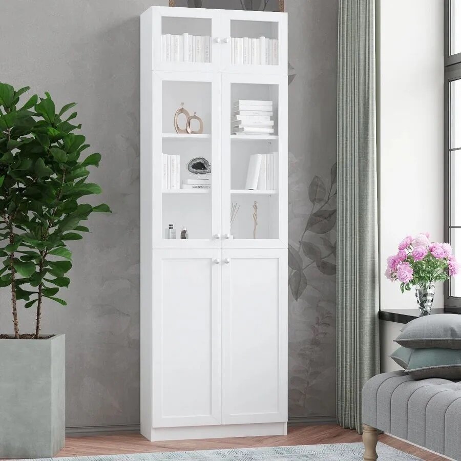 Стеллаж Билли-21 Хит с антресолью Белый для документов для книг для обуви для одежды для посуды четырехдверный 60*250*40