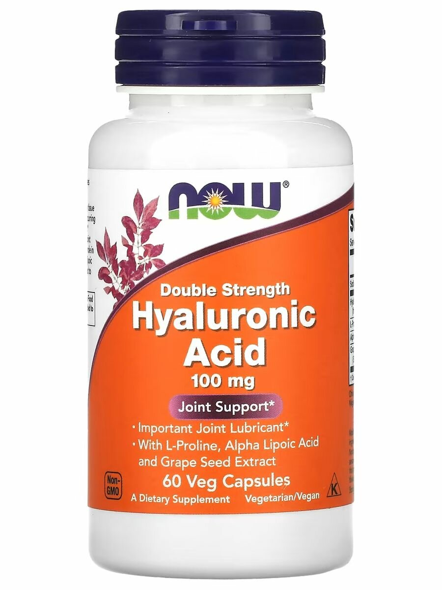 Гиалуроновая кислота 100 мг NOW HYALURONIC ACID 60 VCAPS