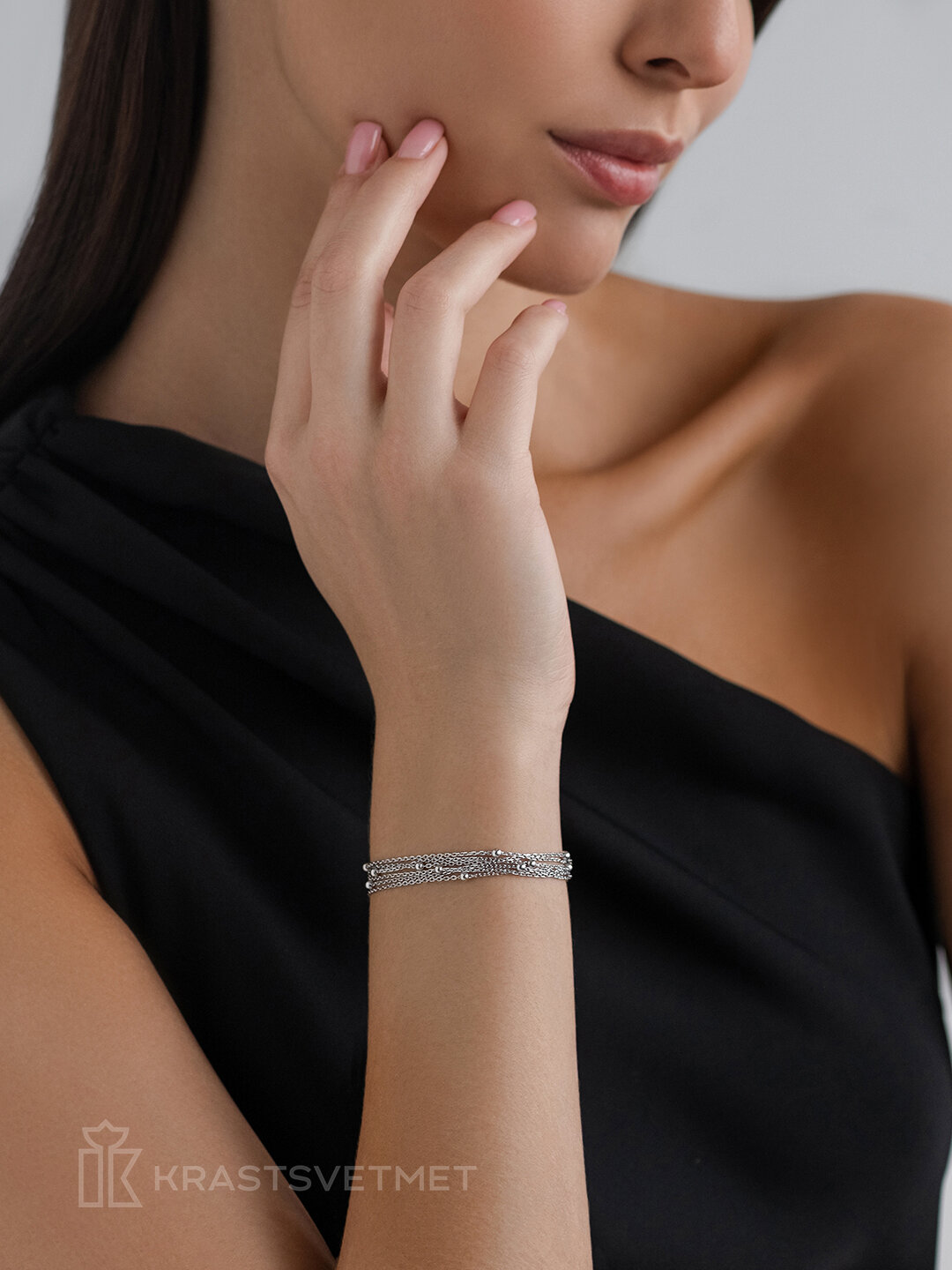 Браслет-цепочка, серебро, 925 проба, родирование, металл