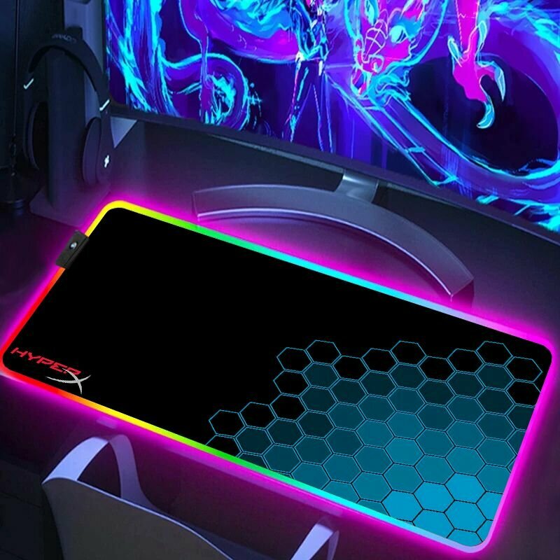 RGB Игровой коврик для мыши HyperX 900x400 резиновый настольный коврик аксессуары для офисных компьютеров