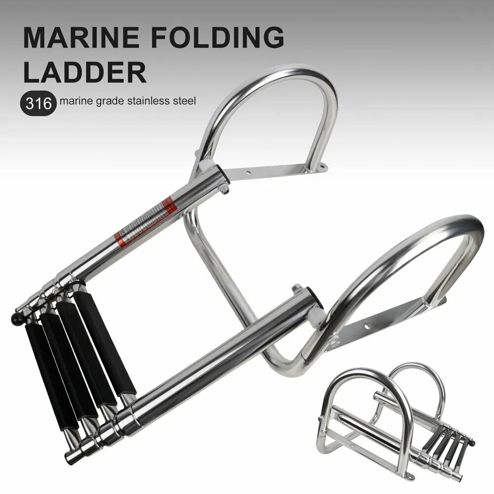 Четырехступенчатая лестница для бассейна из нержавеющей стали с нескользящими ступенями, кормовая лестница