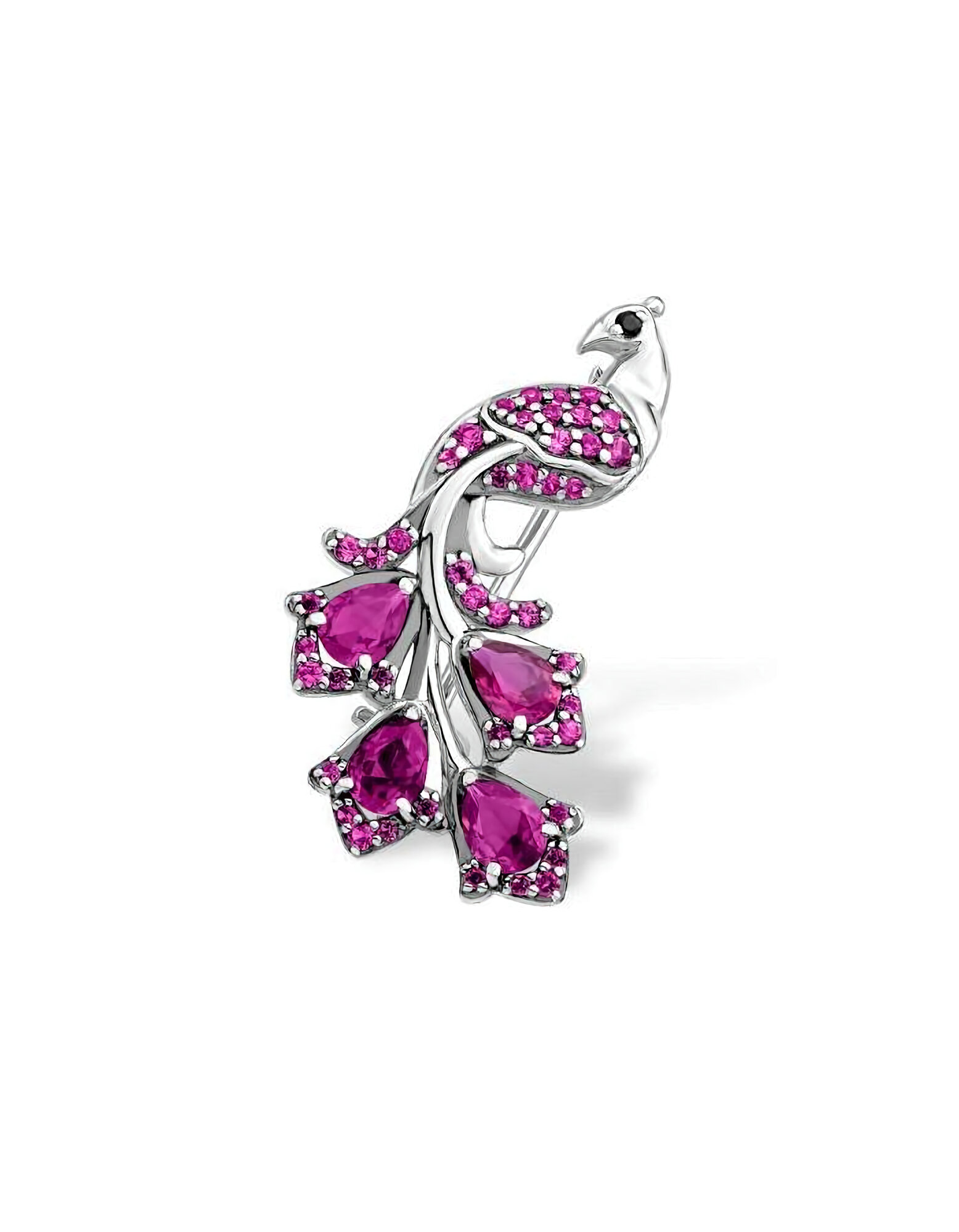 Брошь, серебро, 925 проба, родирование, фианит