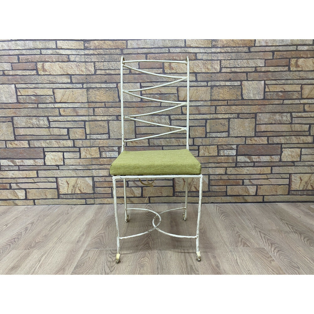 Стул Ривьера 41 х 50, полнотелый металл, цвет слоновая кость + патина солнечное золото