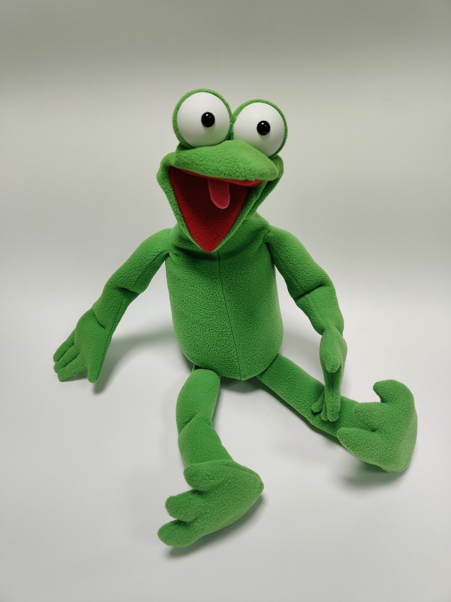 Перчаточная кукла для кукольного театра, Лягушонок с белыми глазами, с ножками