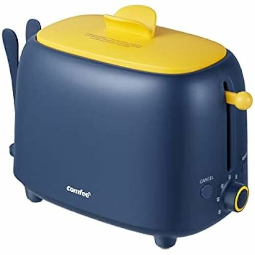 Тостер COMFEE с 2 отделениями MT-RP2L18W2 Съемный поддон для крошек, 7 режимов жарки, 800 Вт, модный дизайн, бензин, синий и желтый