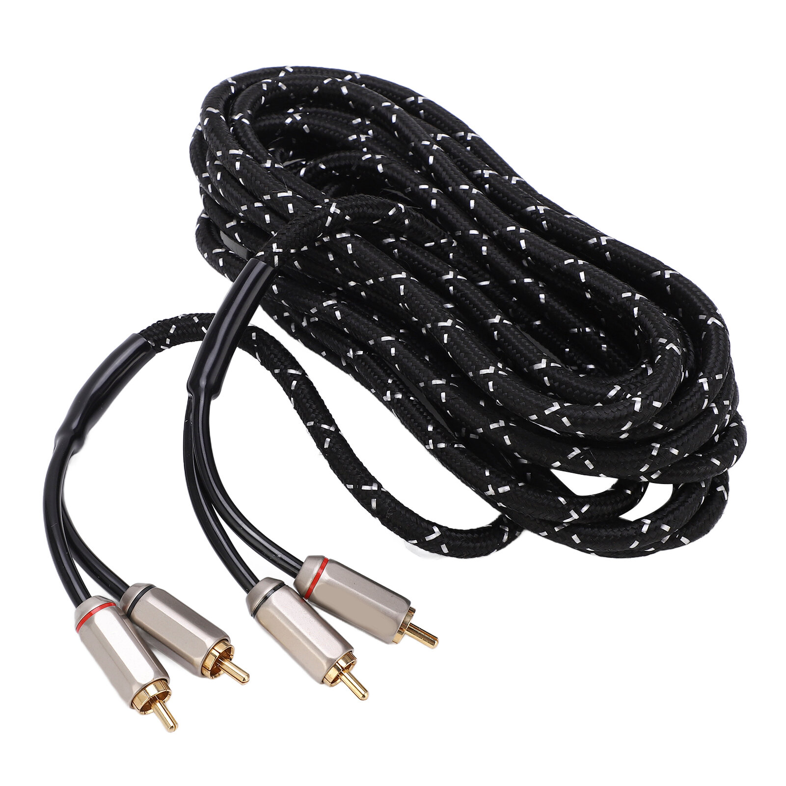 Аудиокабель для автомобильного усилителя, стерео провод с двумя штекерами типа "папа", универсальный для акустических систем, AV-ресивера, сабвуфера, Hi-Fi системы (5.0 м / 16.4 фута).