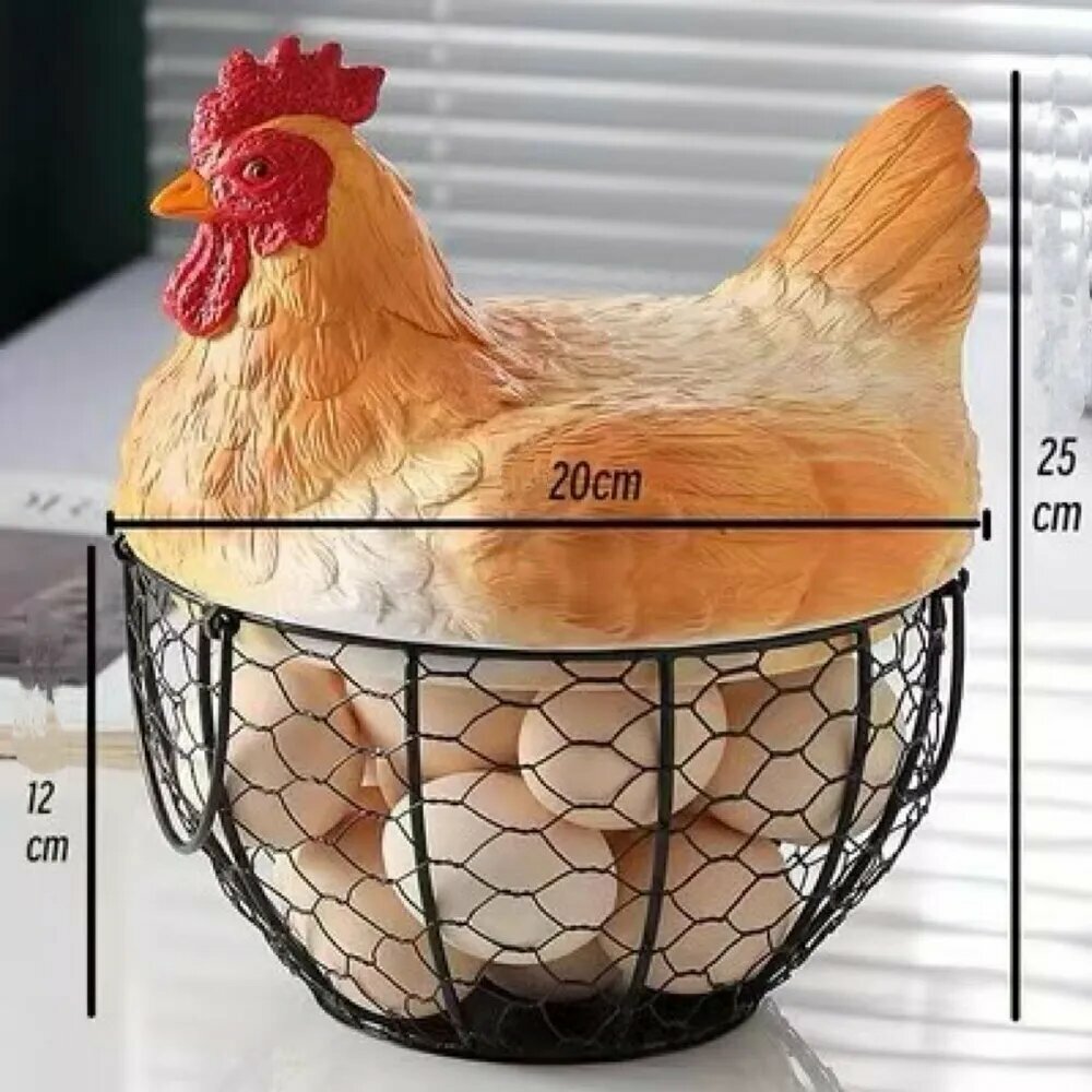 "Креативная металлическая корзина для яиц в форме курицы, для хранения фруктов и овощей на кухне