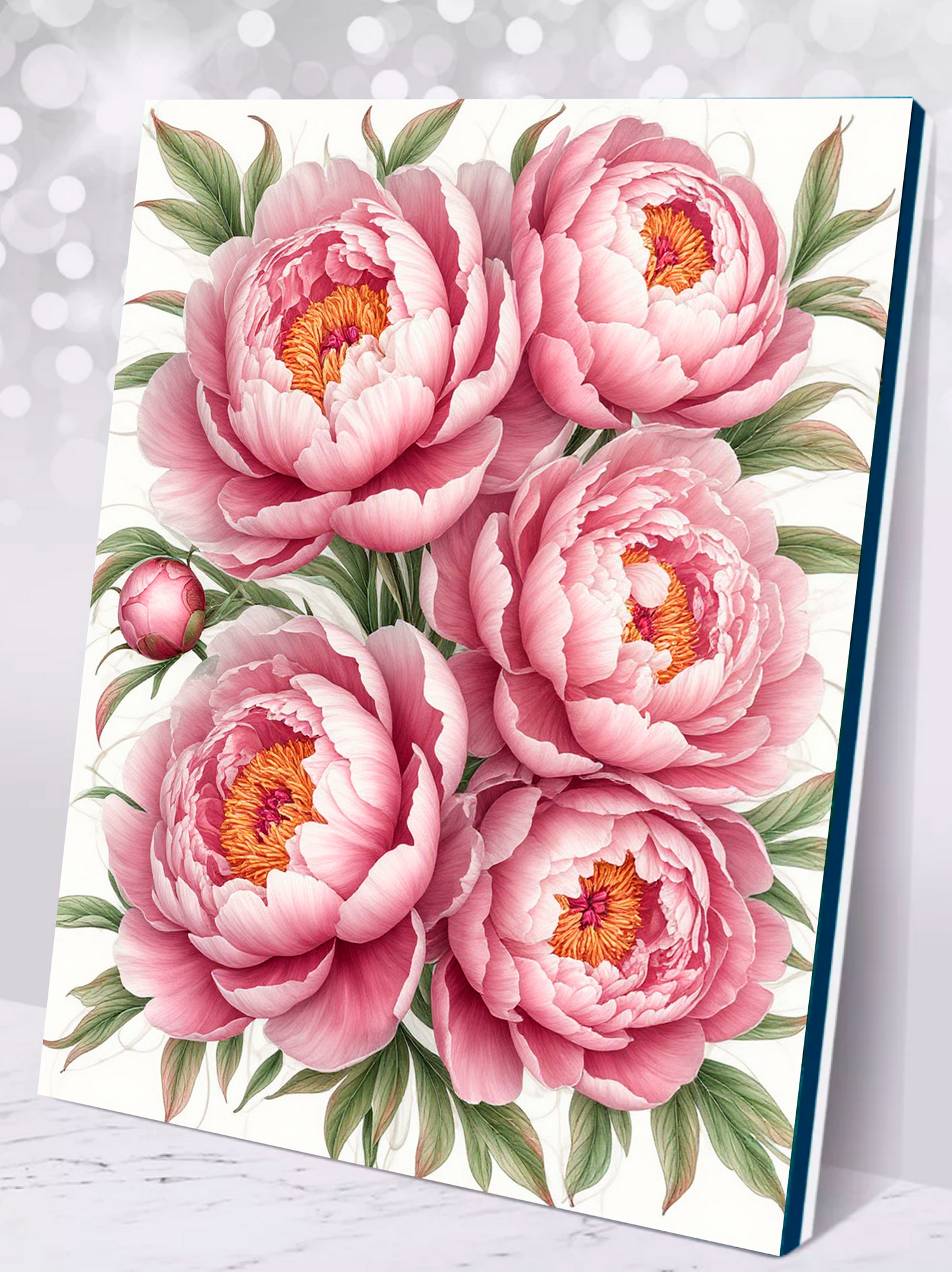 Картина на стену для интерьера "Пионы" 40х50 см, холст на подрамнике, InterToys
