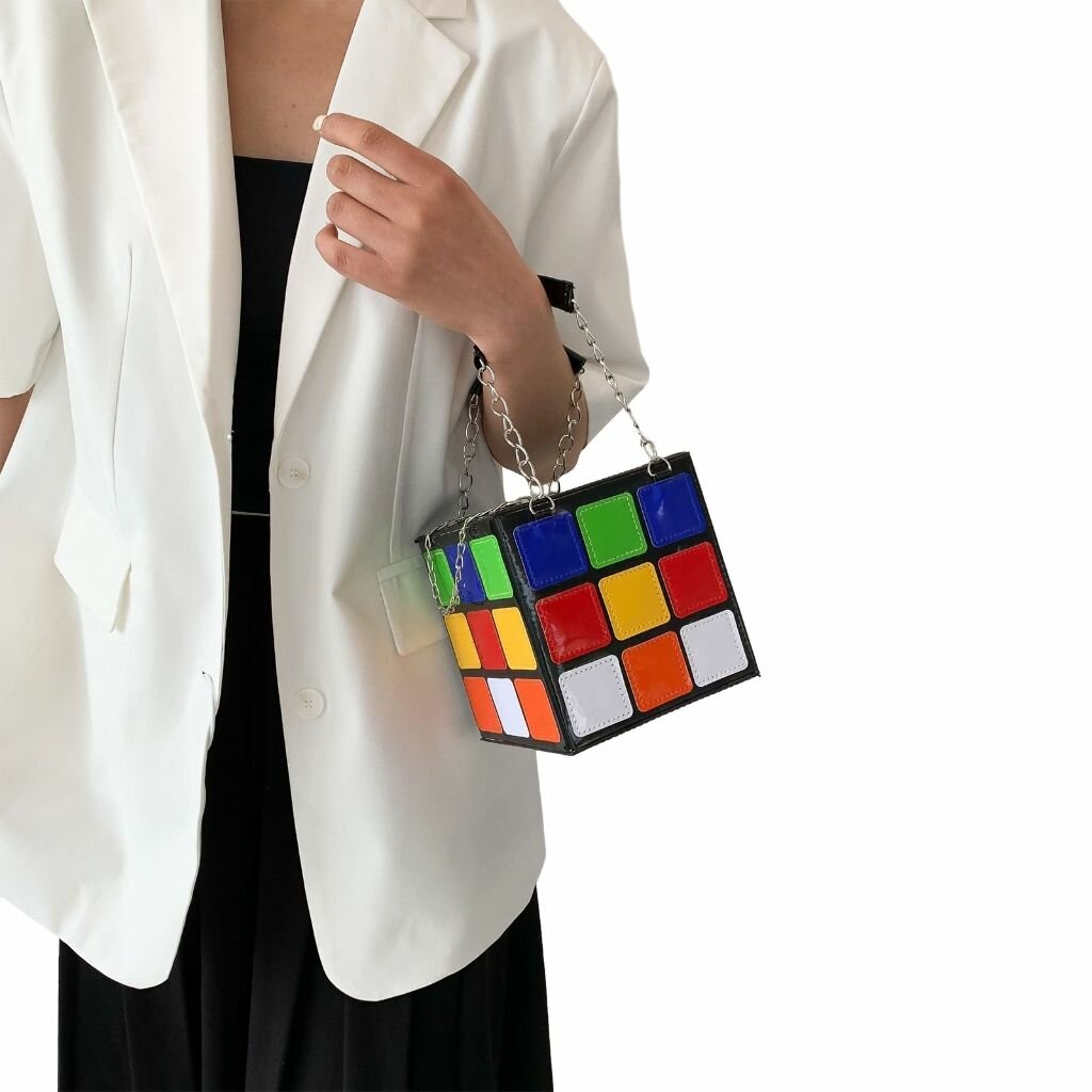 Симпатичная сумочка из кубика Рубика Металлическая цепочка - мода и развлечение
