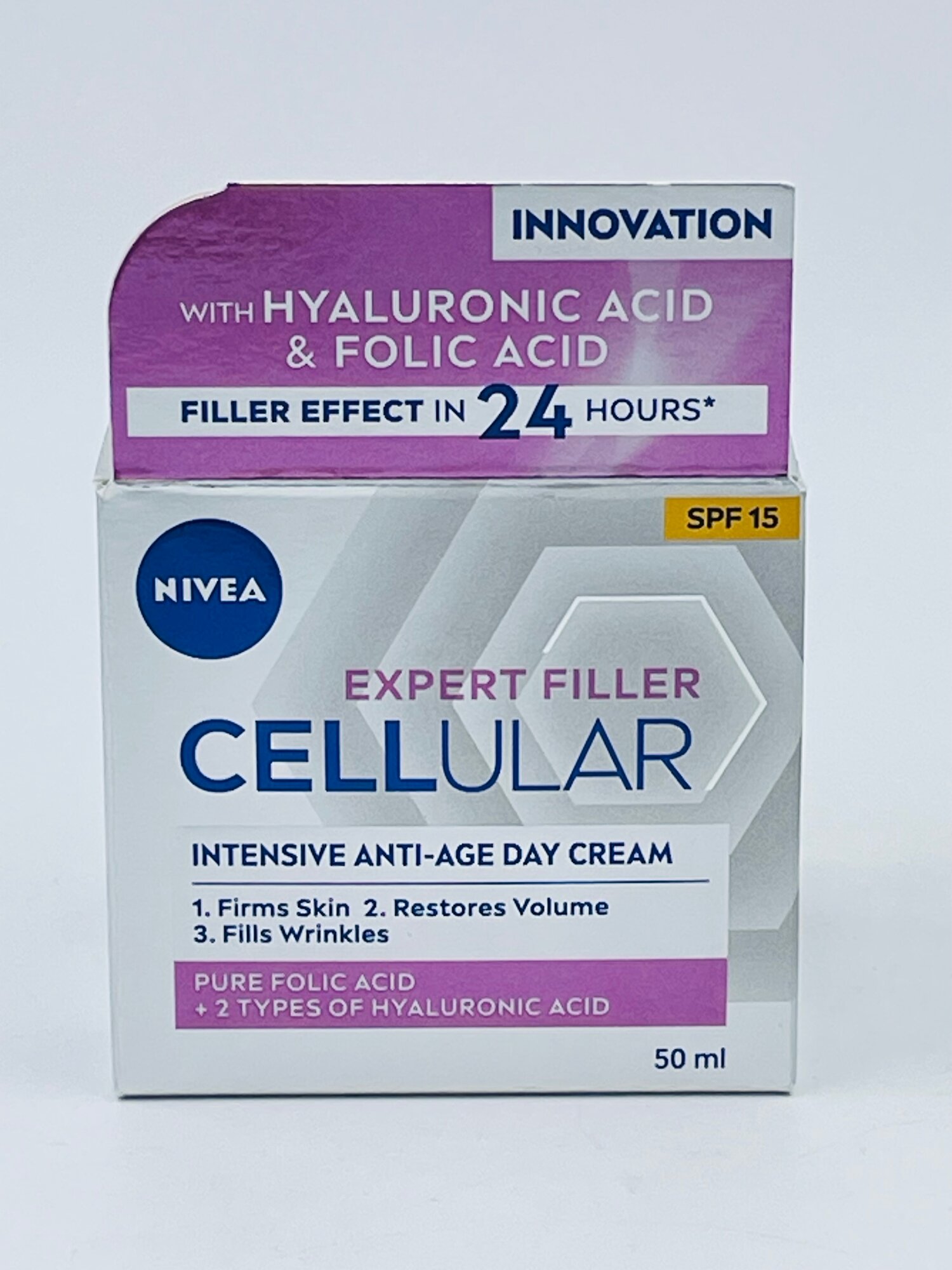 Крем для лица дневной NIVEA Cellular Expert Filler с гиалуроновой и фолиевой кислотой SPF 15, 50 мл (Германия)
