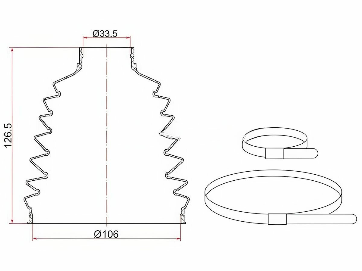 Пыльник ШРУС наружный передний, 2 хомута для Инфинити QX80 QX56, Ниссан Патрол арт BKFD016 SAT