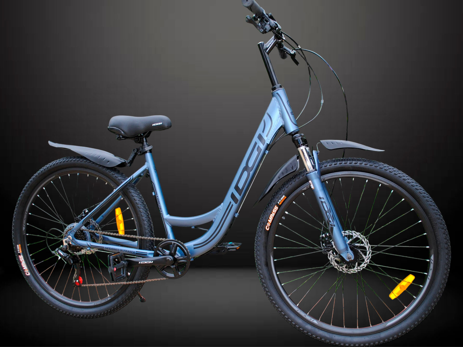 Велосипед горный IDGI Comfort 27.5-Grey" Shimano, Широкое седло, Регулировка руля по высоте