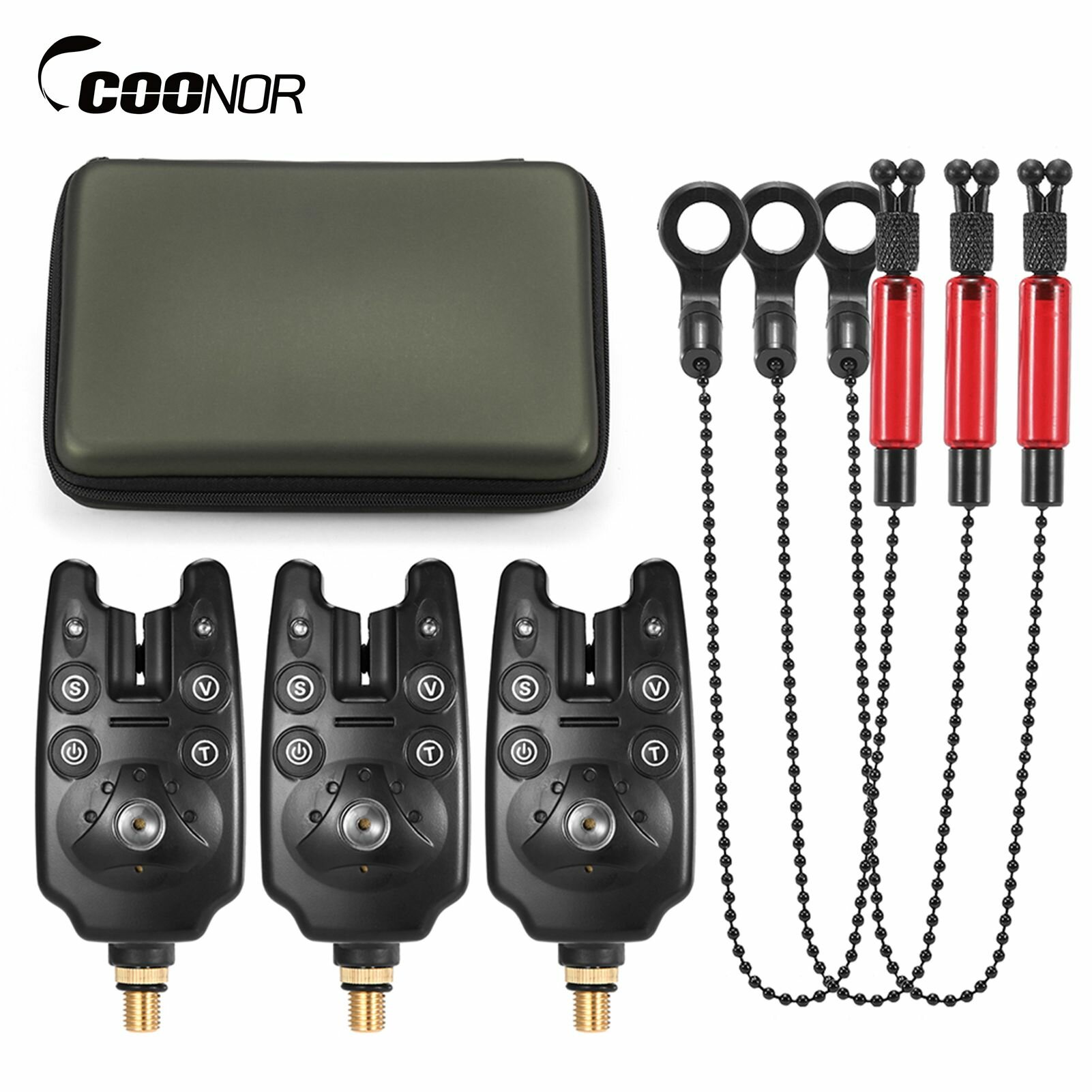 Цифровой сигнализатор поклевки со светодиодным индикатором, набор сигнализаторов поклевки с сумкой на молнии, отлично подходит для пресноводной и соленой рыбалки