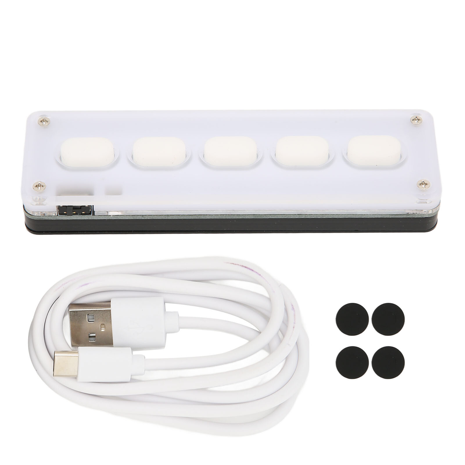 Программируемая клавиатура, 5 клавиш, проводное, USB, беспроводное, Bluetooth, двухрежимная, мини-клавиатура из силикона с функцией отключения звука, игровая клавиатура для самостоятельной сборки, белая.