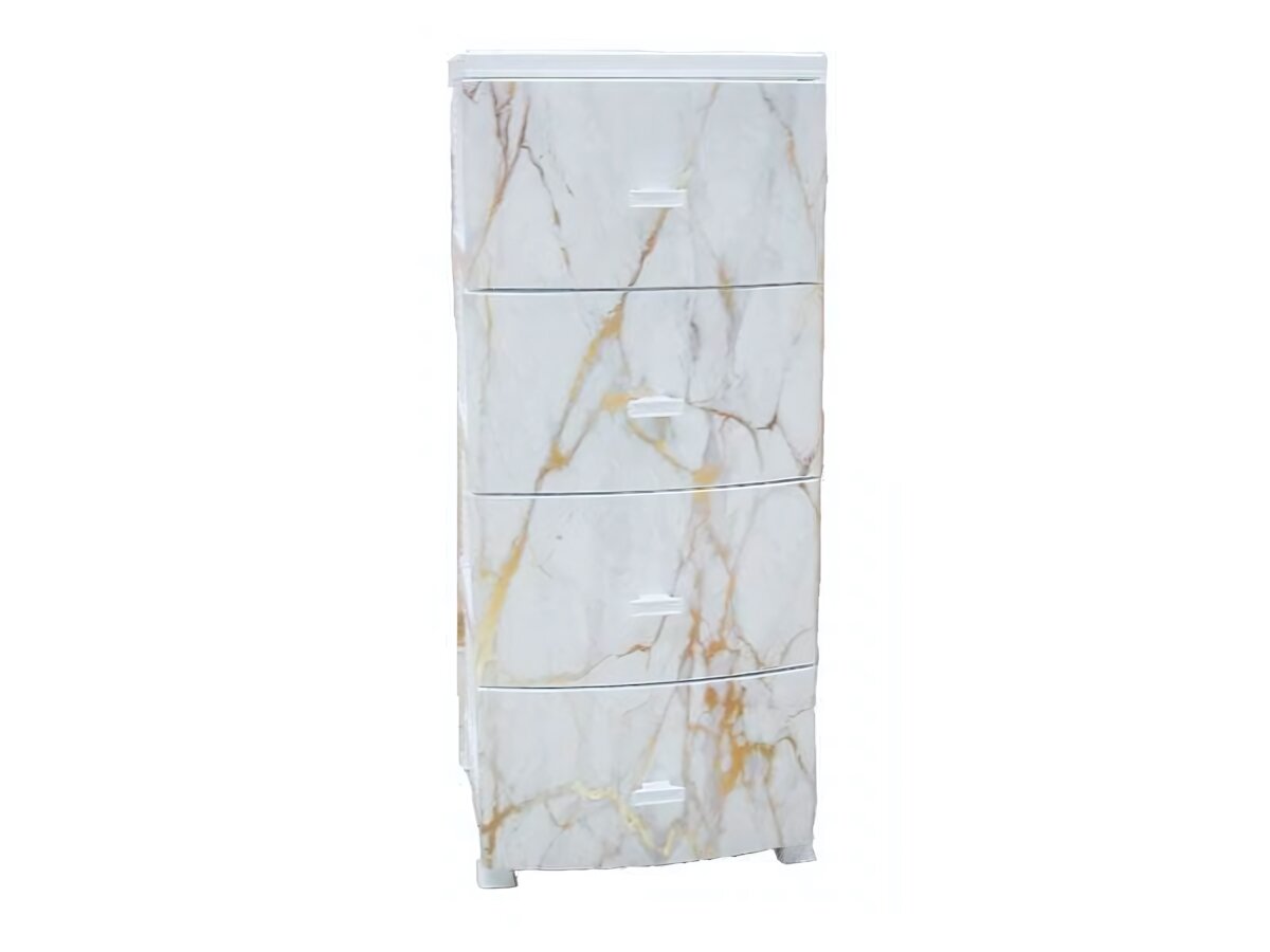 Комод пластиковый 4-ой серии «Белый мрамор» 38,5x47x95см с ящиками