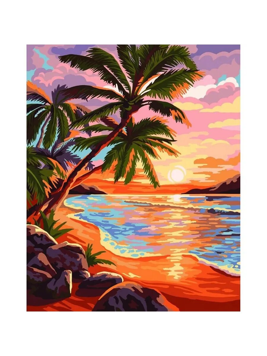 Пейзаж заката на холсте 40x50 см