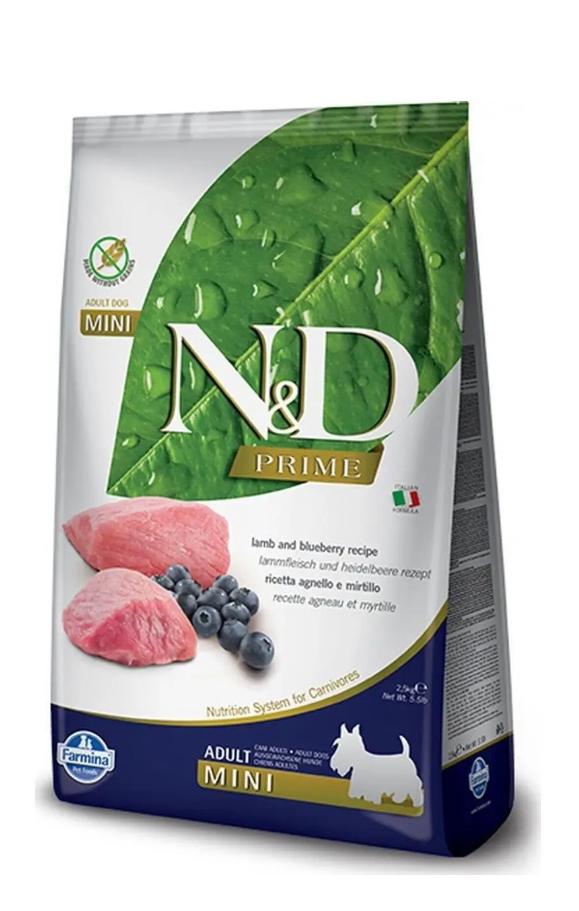 Сухой корм Farmina ND Prime Dog Lamb / Blueberry Adult MINI для взрослых собак мелких пород с ягненком и черникой, 2,5кг