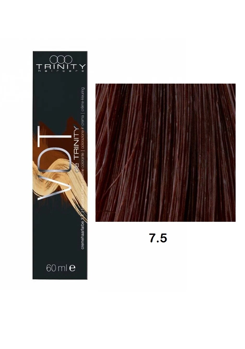 Trinity VDT Стойкая краска для волос 60 мл - VDT 7.5 mittelblond mahagoni Средний блонд красный