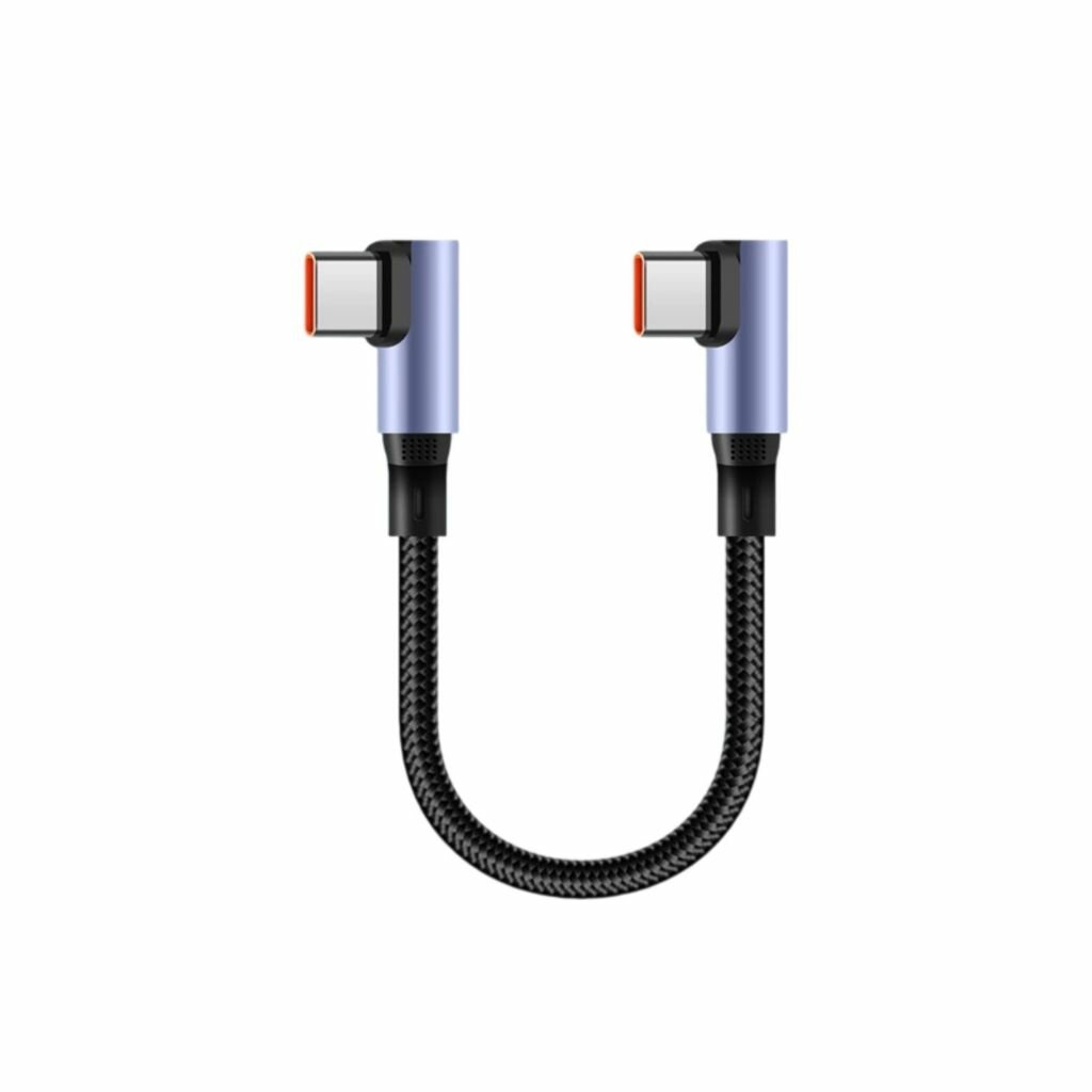 Короткий кабель для зарядки USB C с угловым дизайном 90 градусов, плетеный нейлон, длина 15/30 см, 15cm - Тип изгиба - Тип изгиба