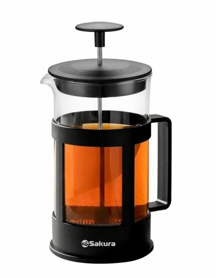 Френч-пресс 1 л SAKURA SA-FP03-1000, черный, стекло/пластик