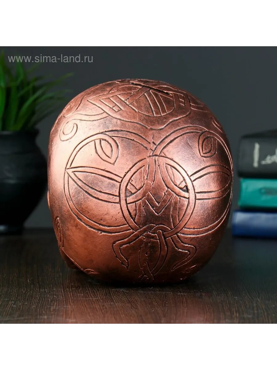 Стильная бронзовая копилка "Череп"