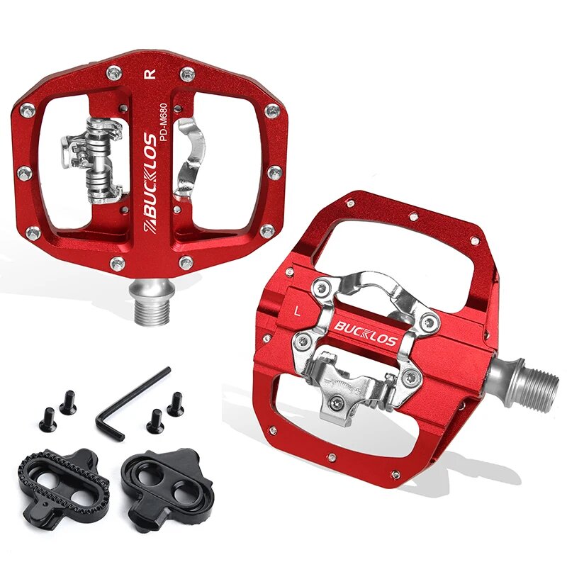BUCKLOS PD-M680 Педали MTB красные алюминиевые