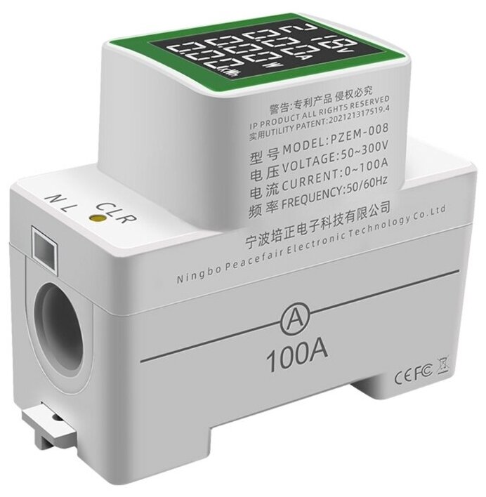 Ваттметр на DIN-рейку Вольтметр Амперметр Измеритель мощности AC50-300В Коэффициент напряжения тока для измерения времени, энергии, напряжения,