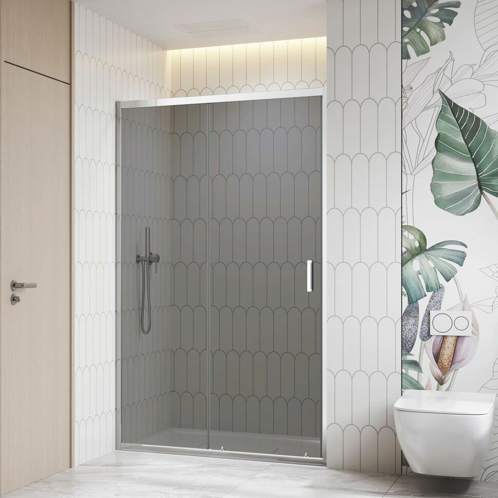 Душевая дверь RGW Classic CL-13, хромированная, тонированное стекло, 195 см x 120 см