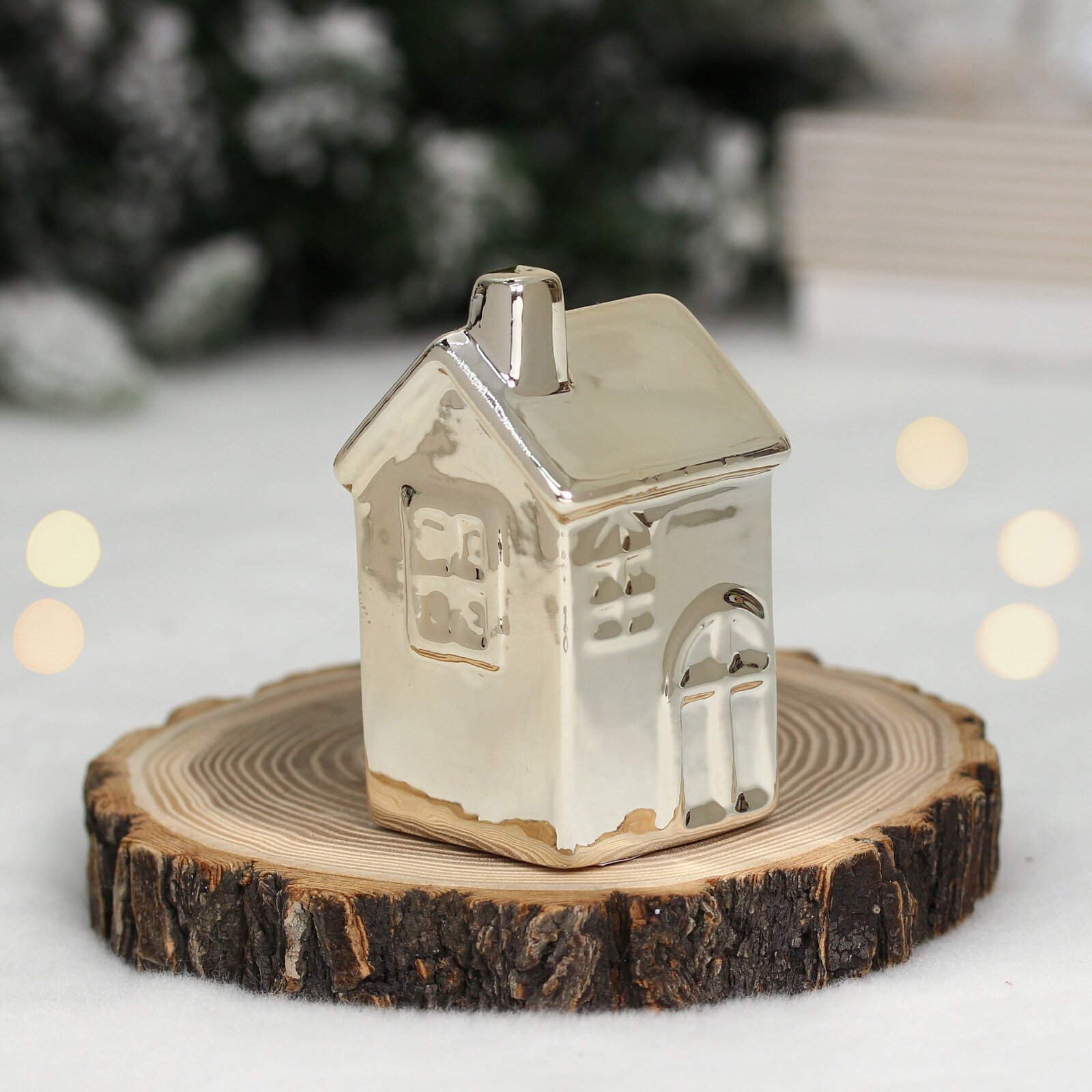 Новогоднее украшение «Мой домишко» 3.5*4*6 см, керамика, золото