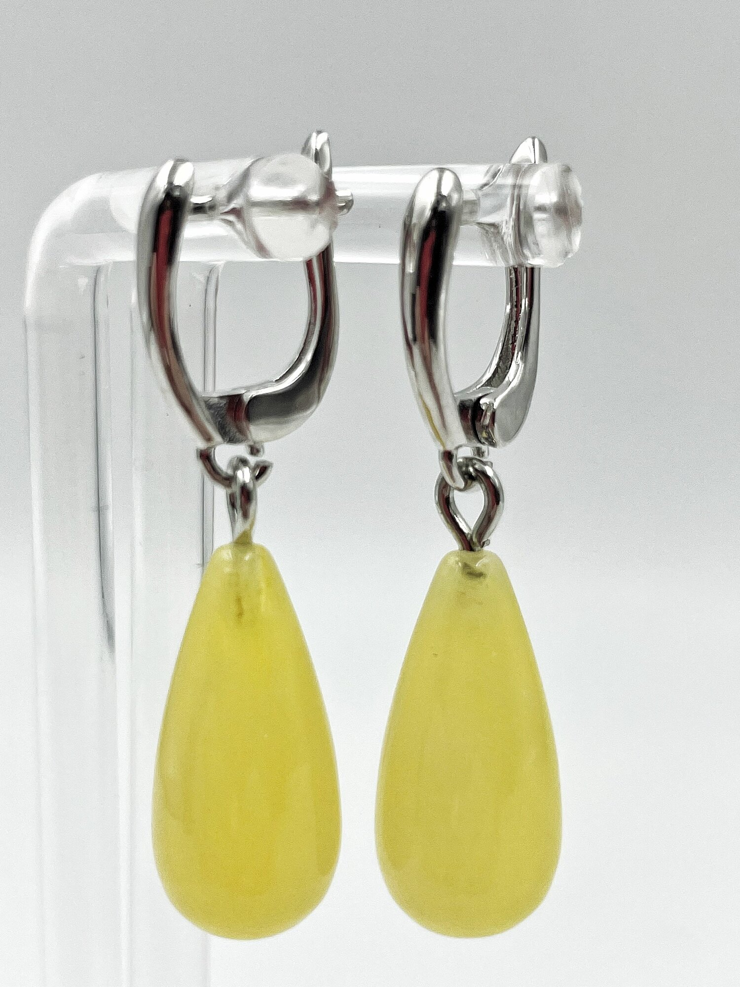 Серьги с подвесками, янтарь прессованный