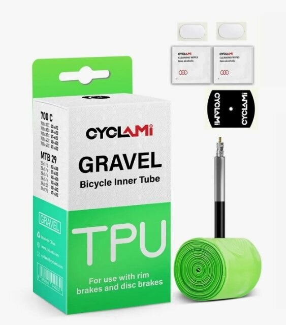 Велокамера Cyclami 700x18/32C суперлегкая 38гр, велониппель presta F/V