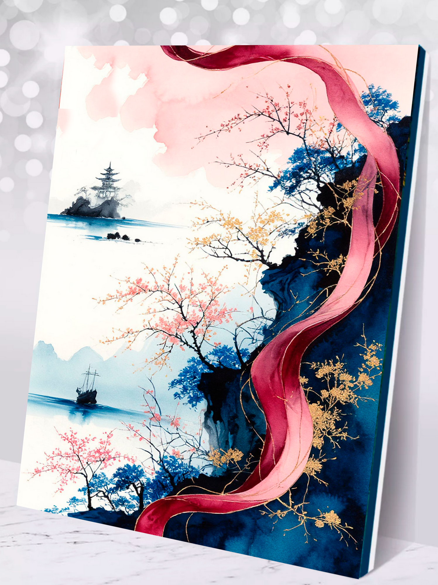 Картина на стену для интерьера Китайский пейзаж 40х50 см, холст на подрамнике, InterHobby