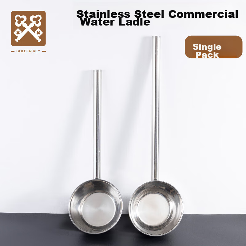 Golden Key Stainless Steel Soup Ladle, Long Handle Water Scoop, Diameter 16cm, Handle Length 45cm, GK-SS450