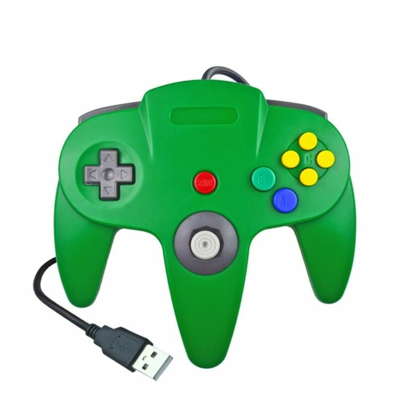 USB проводной джойстик Nintendo gamepad N64-зеленый 1шт