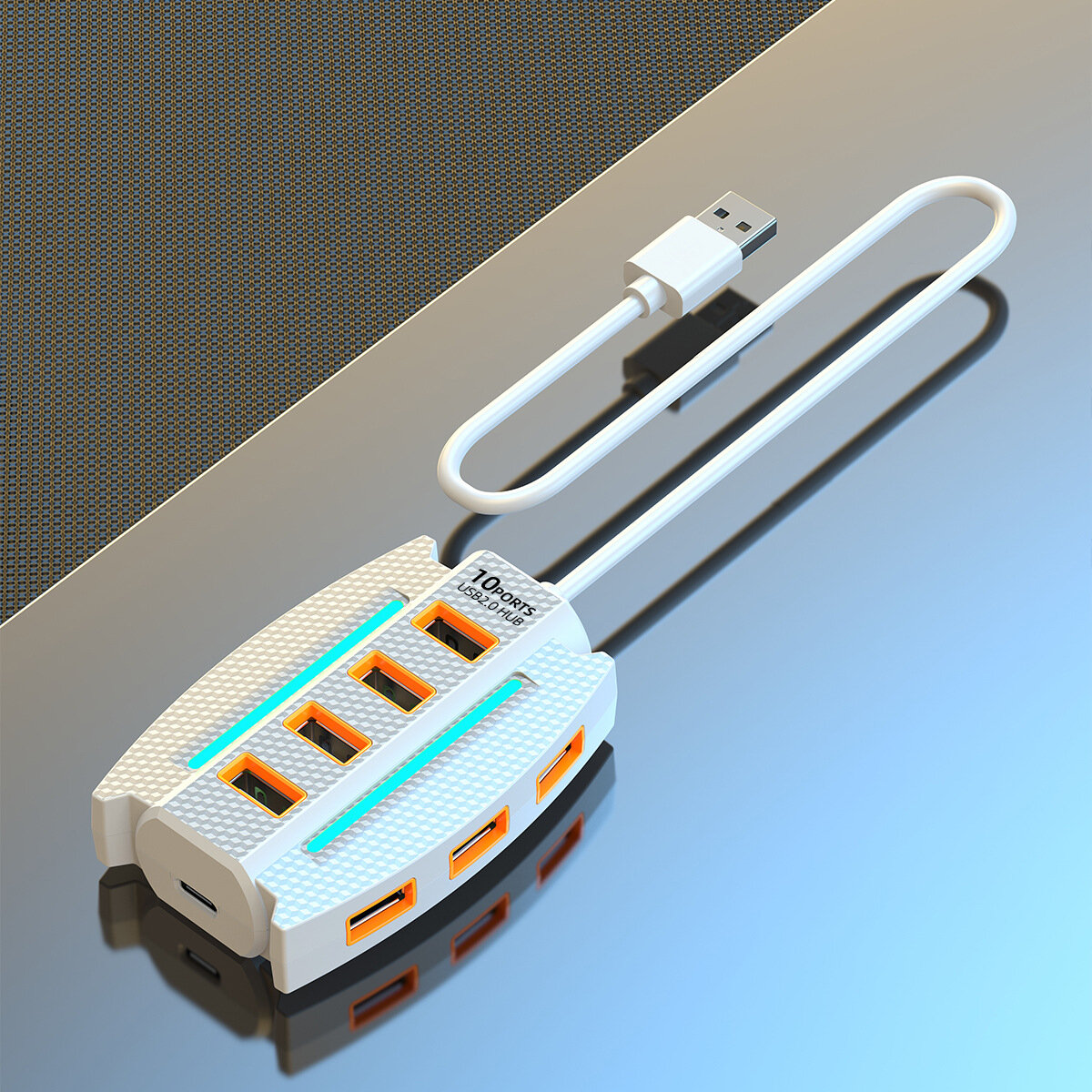 USB-концентратор на 10 портов с внешним питанием и подсветкой