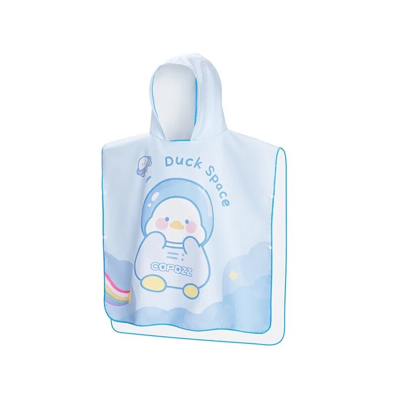 COPOZZ детское пеленальное пончо для подростков, мягкий пляжный плащ, плащ с капюшоном, банное полотенце, быстросохнущий халат из микрофибры для плавания, Space duck