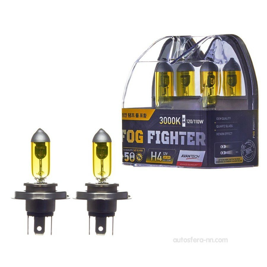 AVANTECH AB3004 Лампа высокотемпературная H4 12V 60/55W (120/110W) 3000K, комплект 2 шт.