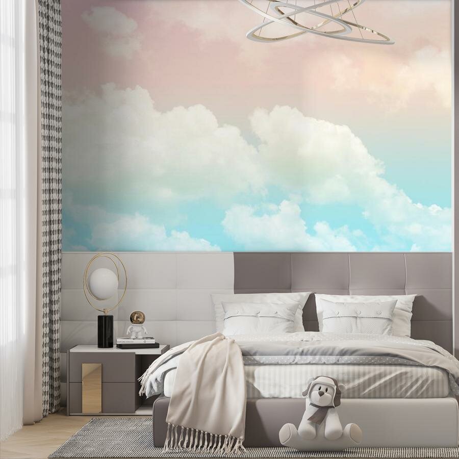 Фотообои Облака радужные 14-455-S-Флок 270 x 200 см (ВхШ) Бесшовные, флизелиновые, влагостойкие обои MasterFresok