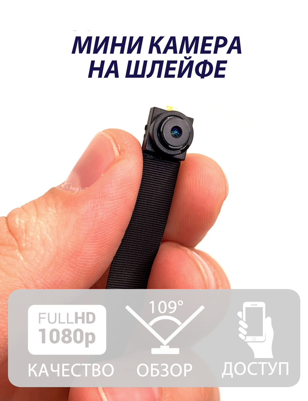 Мини видеокамера Wi-Fi на шлейфе (SHMCV1) с записью по датчику движения + speed карта памяти на 32GB в комплекте