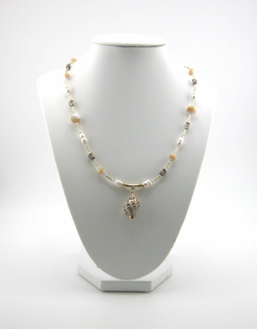 Колье, ракушка, стекло