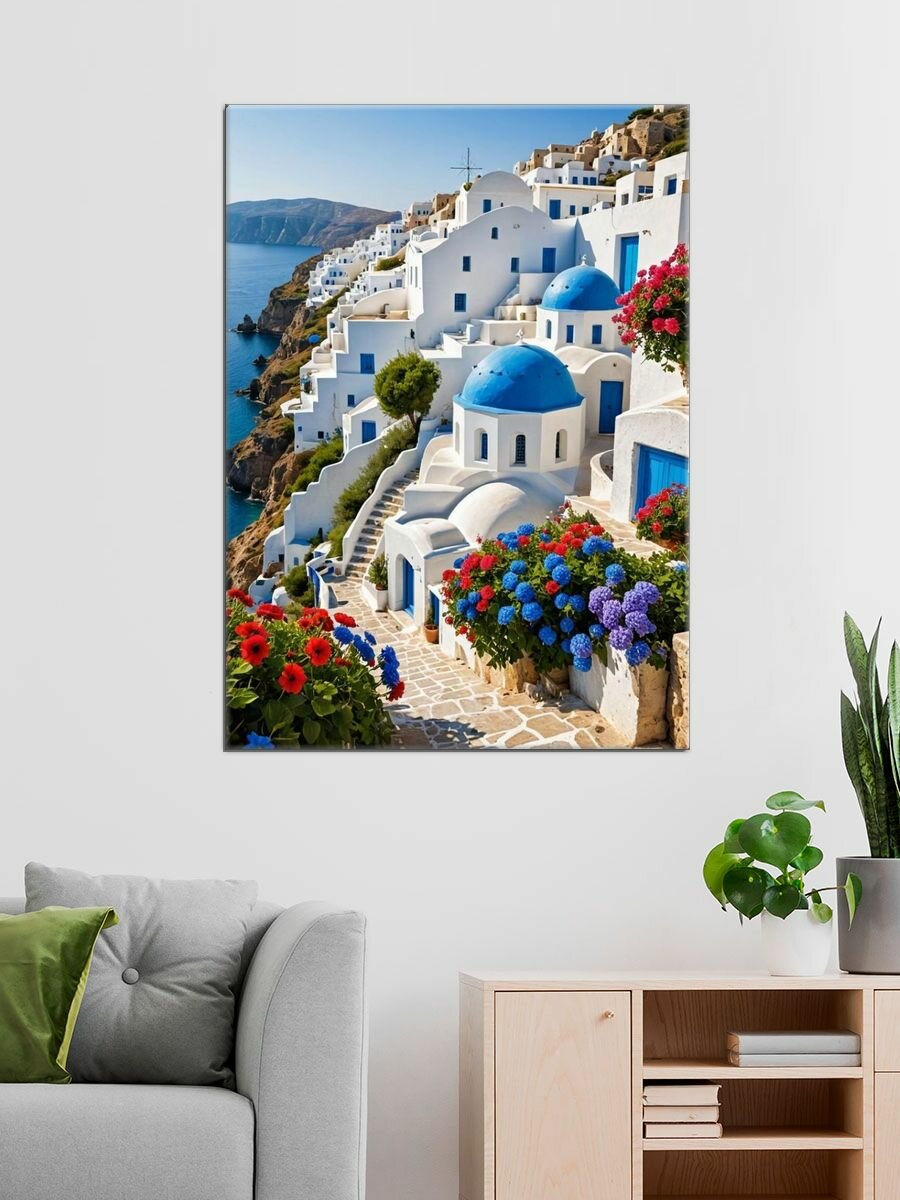 Картина на стену "Море Санторини", 50х70 см