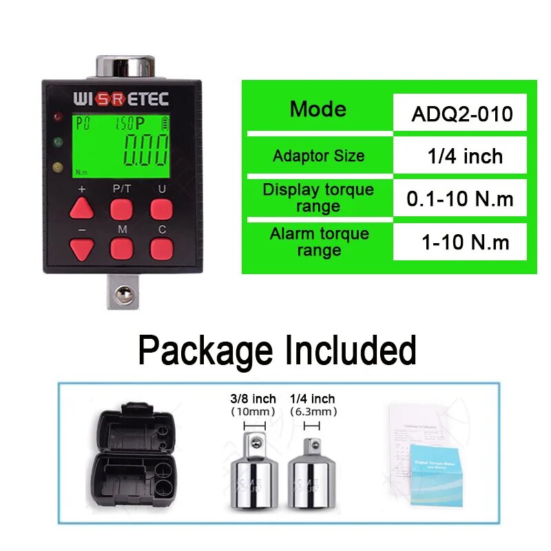 Цифровой измеритель крутящего момента WISRETEC ADQ2-010, 1/4 дюйма
