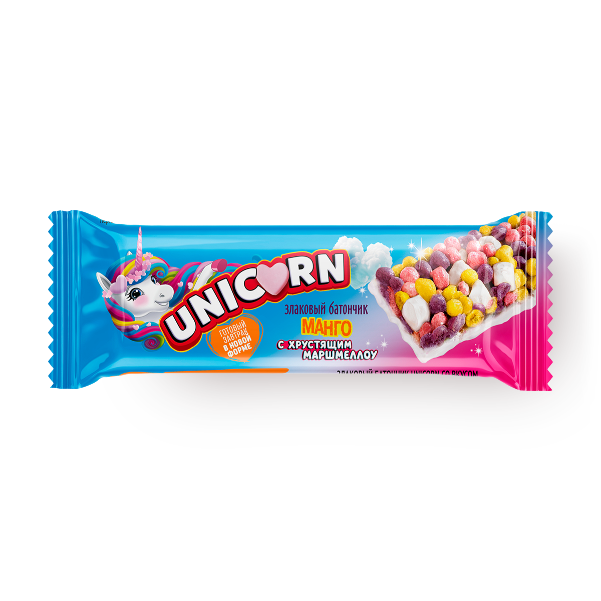 Батончик злаковый "Unicorn", манго с маршмеллоу, флоу-пак, 1 шт