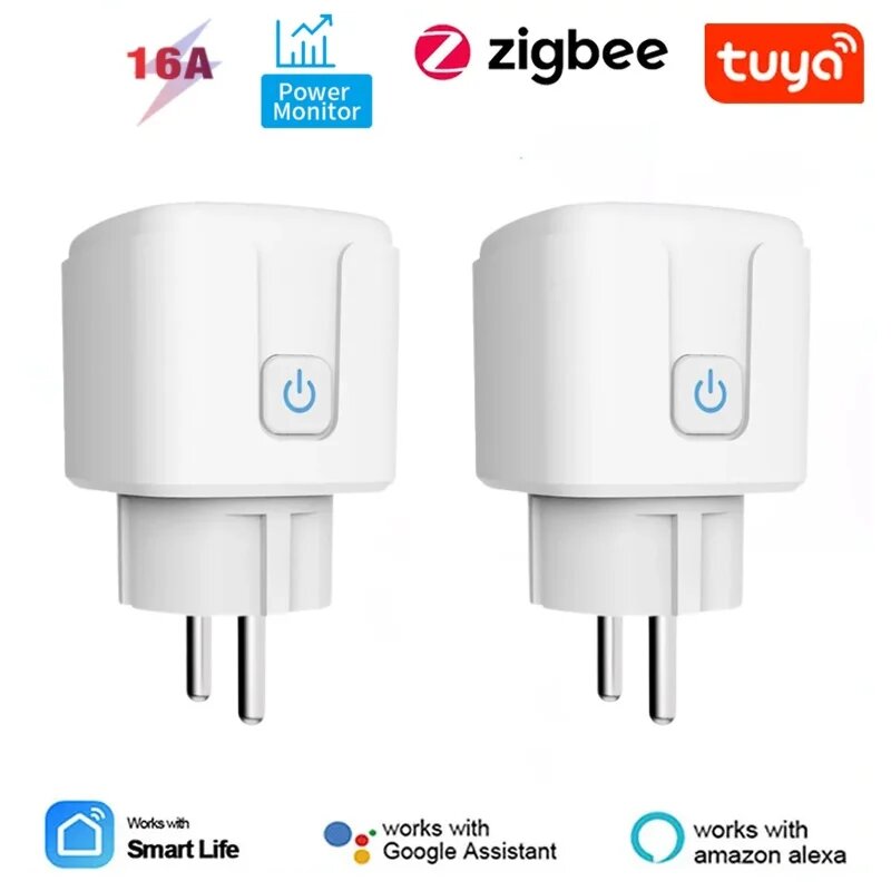 Tuya ZigBee умная розетка 16А с монитором мощности Zigbee 2pcs