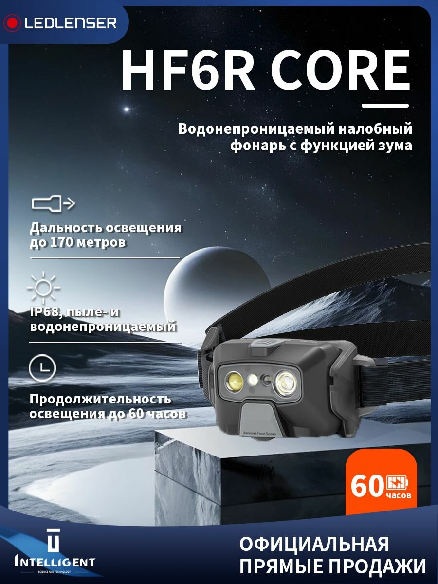 LED Lenser HF6R Core, с функцией зума, водонепроницаемой конструкцией и увеличенным сроком службы батареи