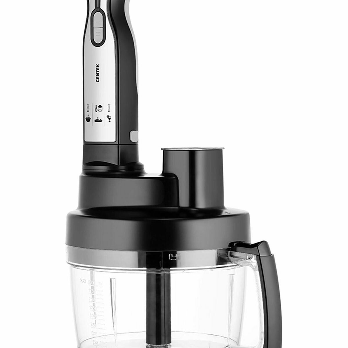 Блендер погружной Centek CT-1310, 1500Вт, 2 скорости, 6 насадок, стакан, черный (CT-1310)