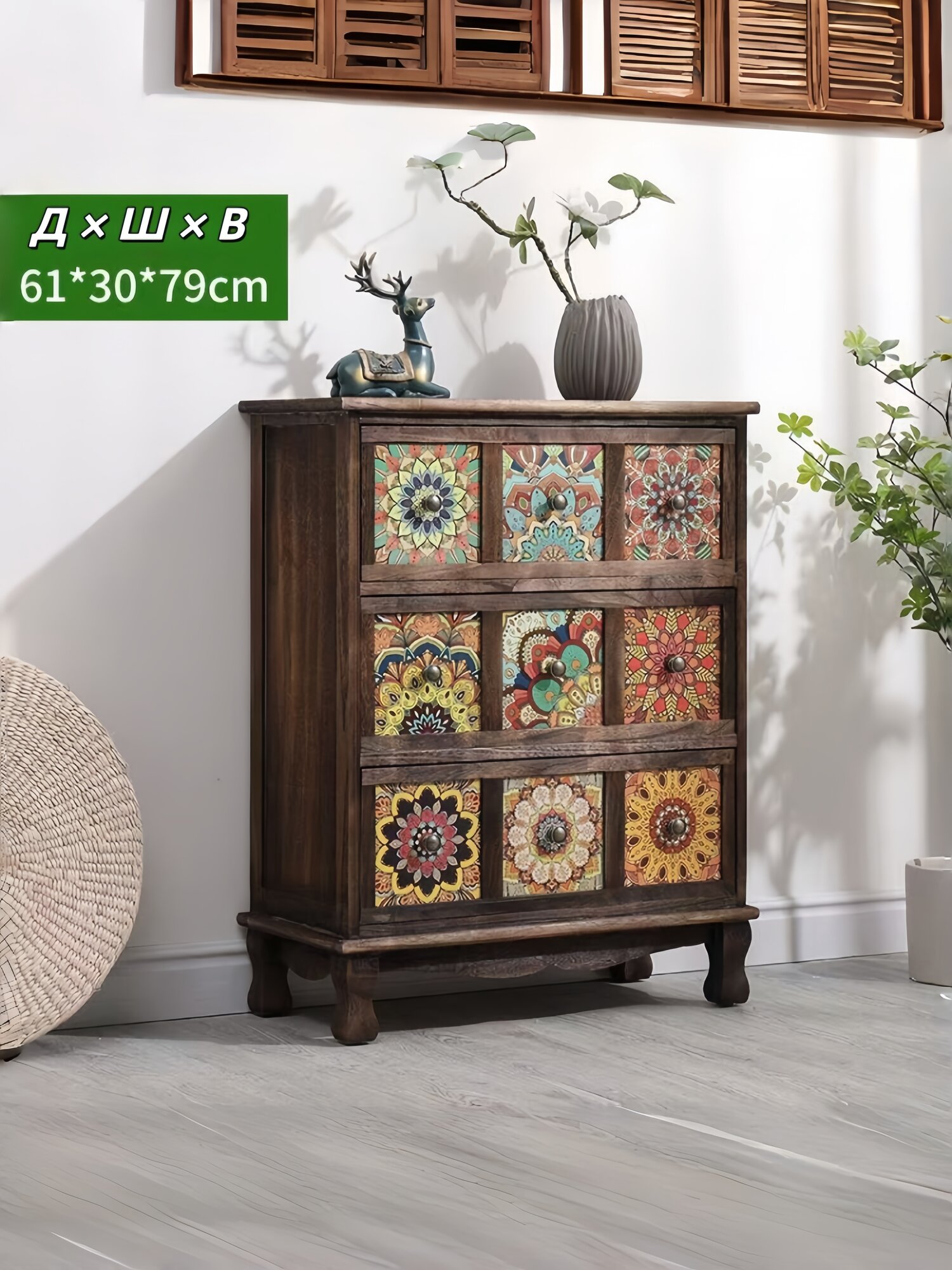 Запирающиеся шкафчики из массива дерева в европейском стиле в стиле ретро, окрашенные балконные запирающиеся шкафчики