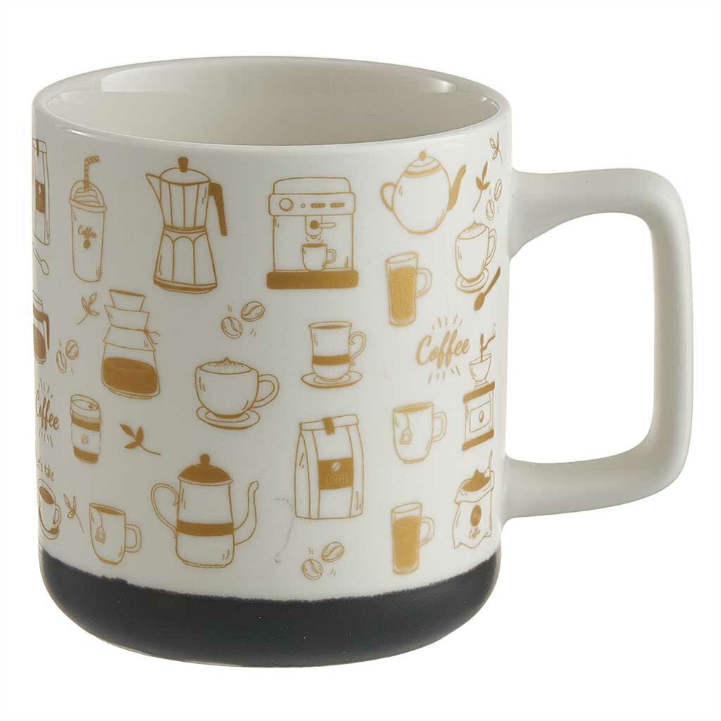 Кружка Rosario Ф18-018L Coffee фарфоровая 380 мл, белый/черный